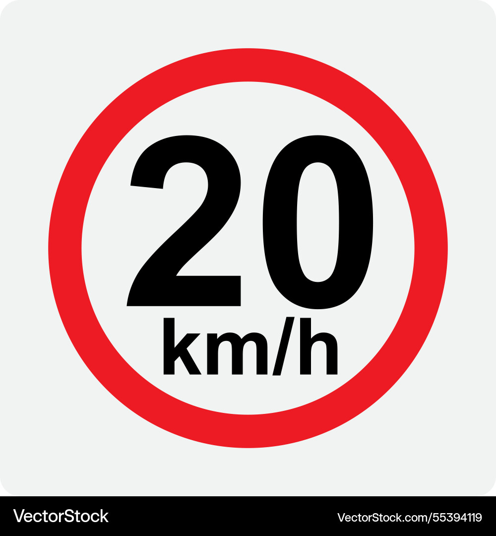 Speed limit 20 kmh signage Royalty Free Vector Image