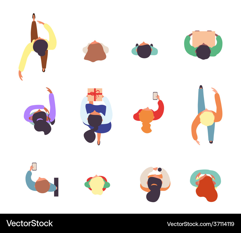 Top view walking people Royalty Free Vector Image