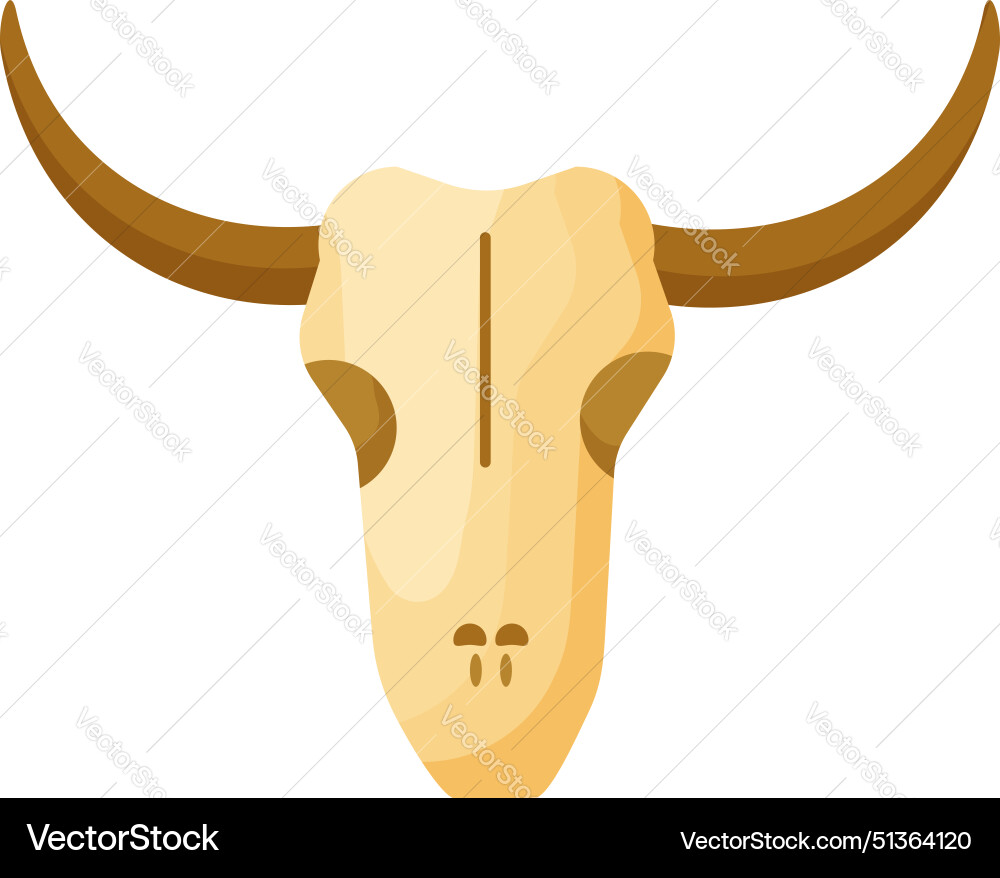 Flat design of a bison skull with long horns Vector Image