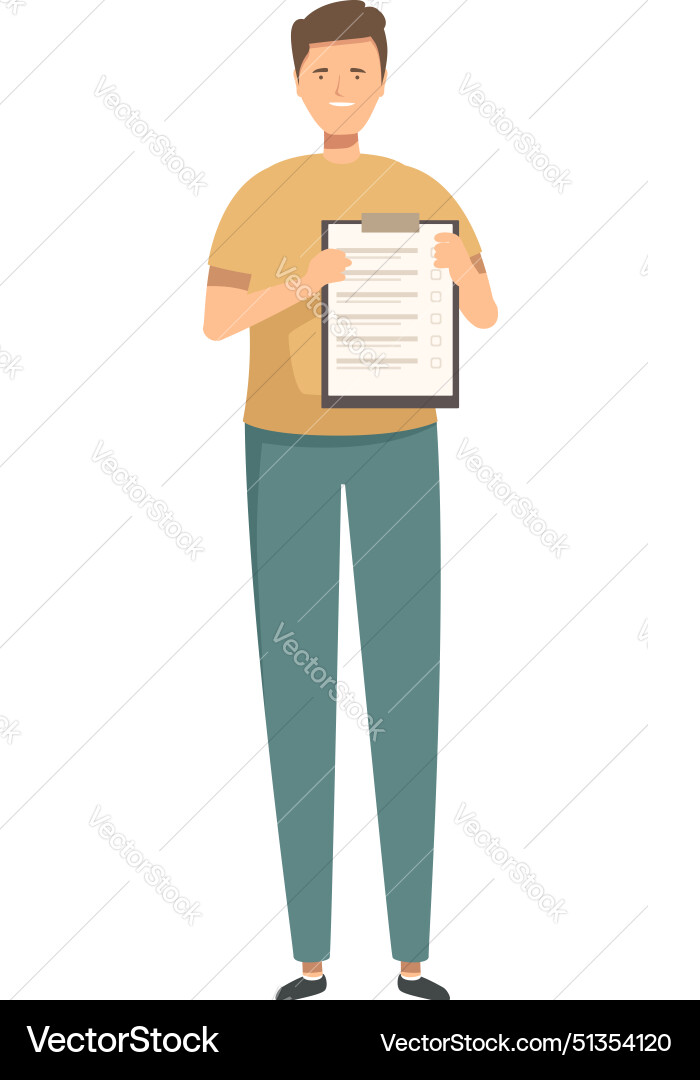 Graphic of a young man presenting a long Vector Image