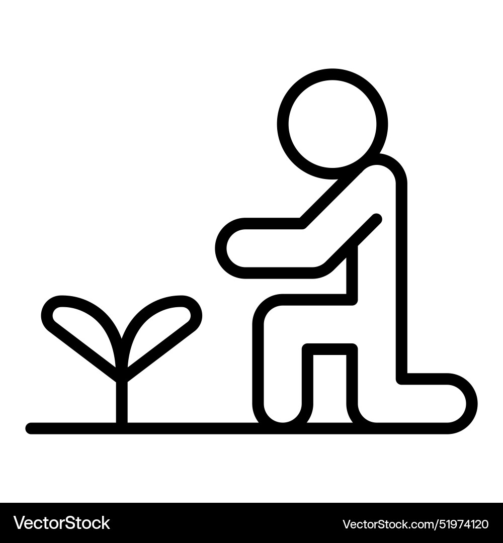 Plant the tree icon in thin line style graphic Vector Image