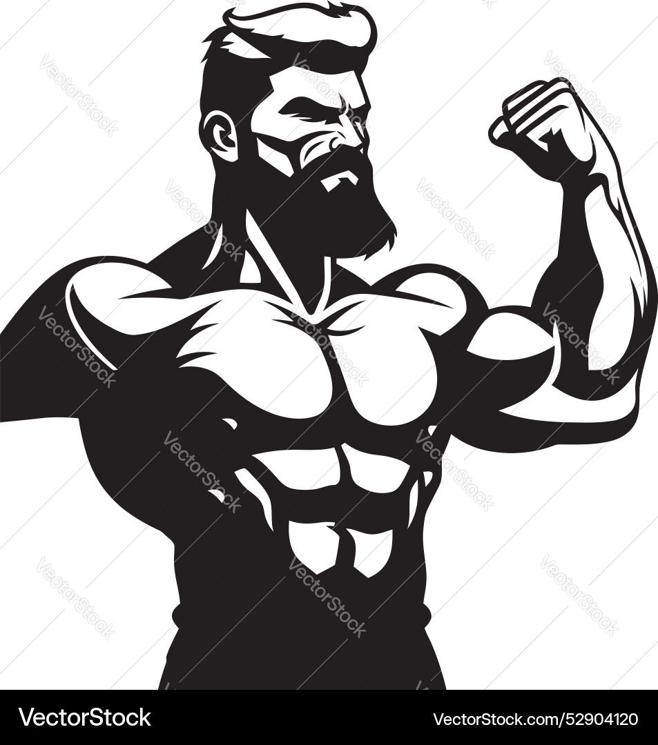 Sculpted success black display of bodybuilding Vector Image