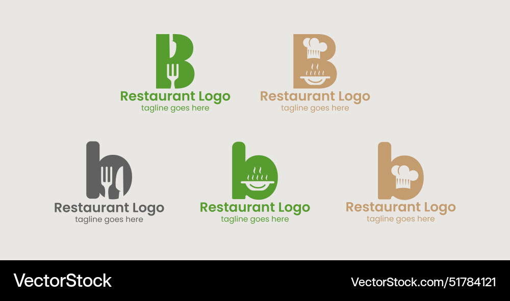 B letter restaurant logo design Royalty Free Vector Image
