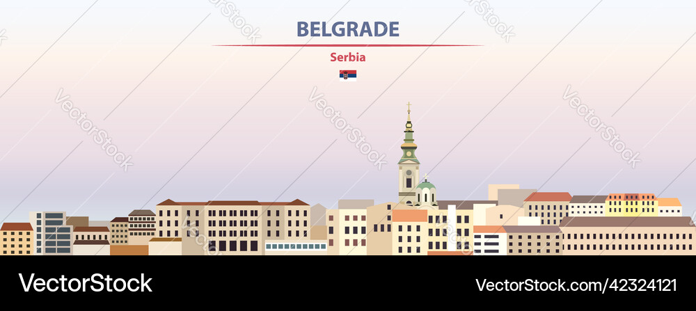 Belgrade Sunset Cityscape Royalty Free Vector Image