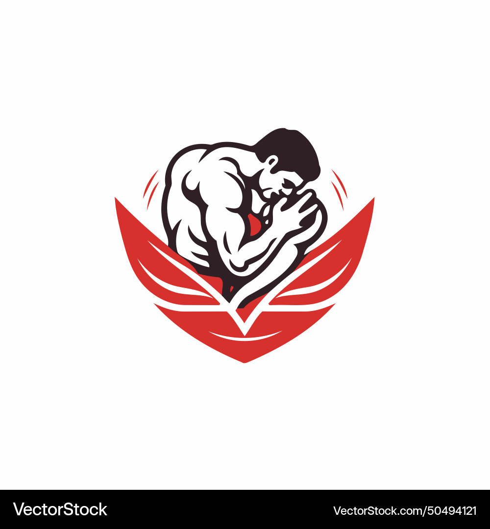Bodybuilder logo design Royalty Free Vector Image