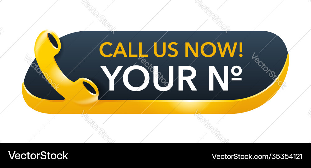 Call us yellow 3d button - template for phone Vector Image