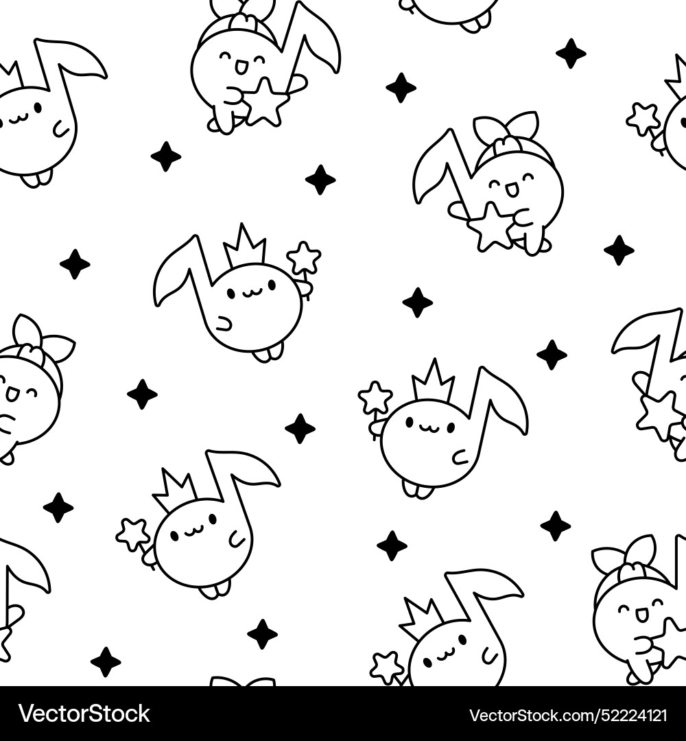 Cute little music note character coloring page Vector Image
