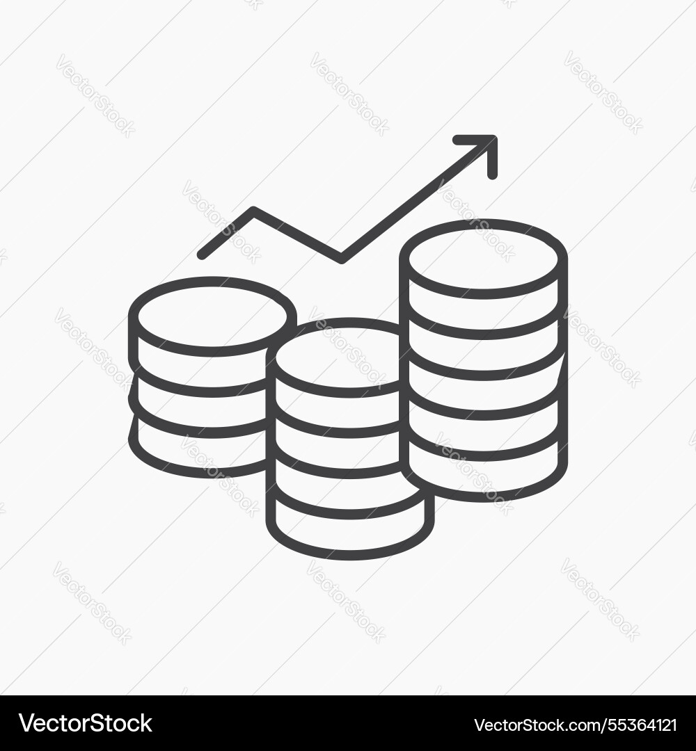 Earning icon isolated in black line Royalty Free Vector