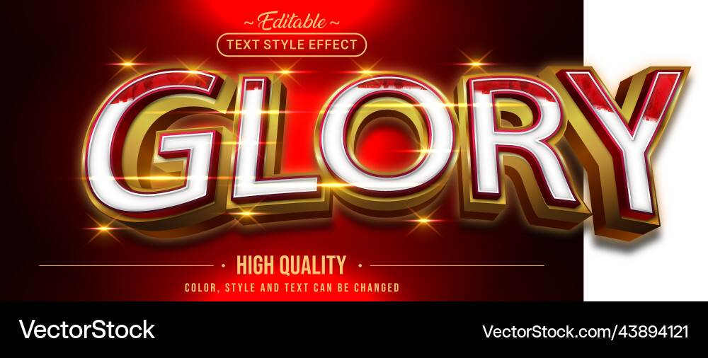 Editable text style effect - glory Royalty Free Vector Image