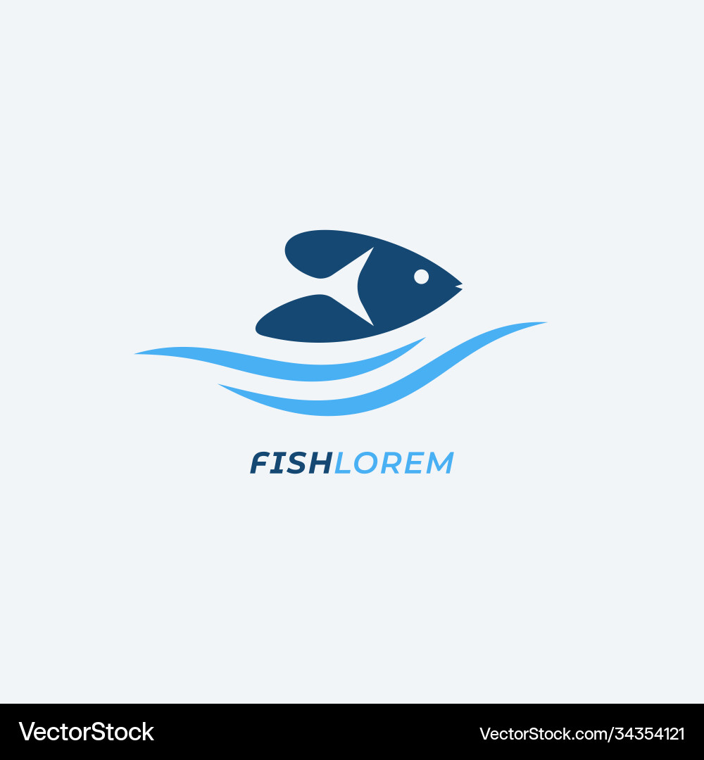 Fisch-Logo mit Wellen auf weißem Hintergrund Vektorbild