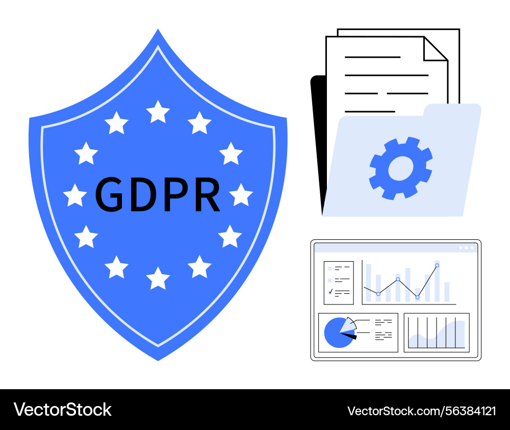 Gdpr compliance concept with shield documents Vector Image
