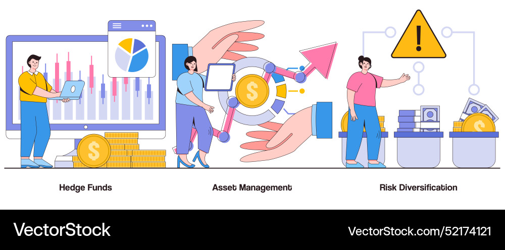Hedge funds asset management risk diversification Vector Image