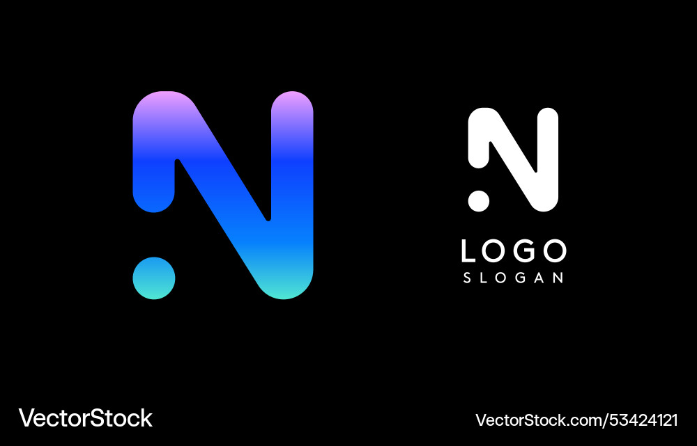 Minimalist geometric letter n bold rounded icon Vector Image