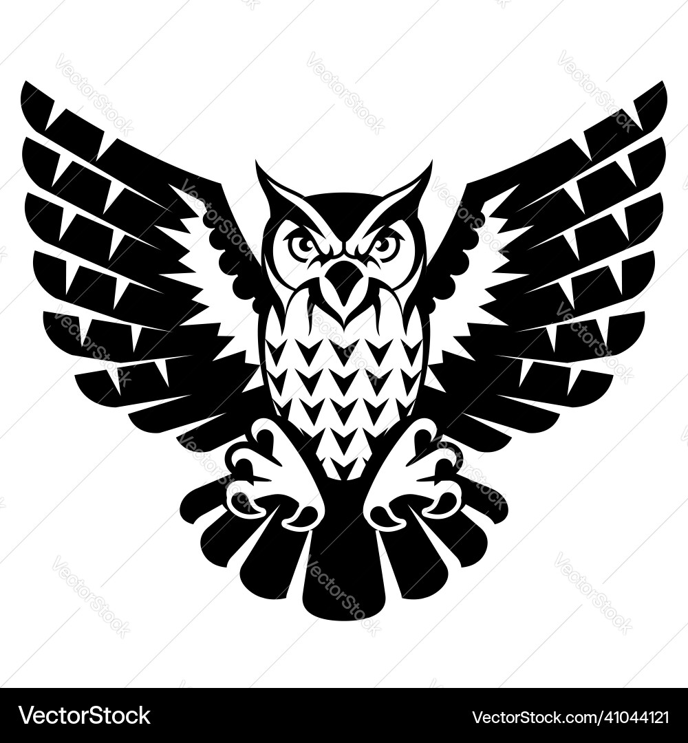 Owl with open wings and claws Royalty Free Vector Image
