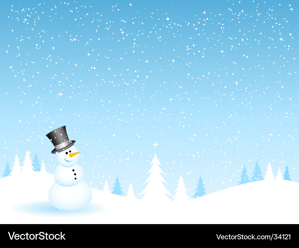 Snowman on a snowy night Royalty Free Vector Image