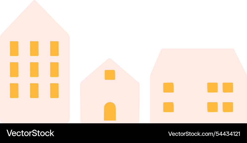 Three houses are shown in a row with the middle Vector Image