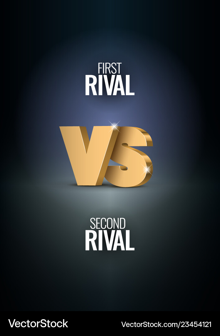 Versus sign gold 3d symbol Royalty Free Vector Image