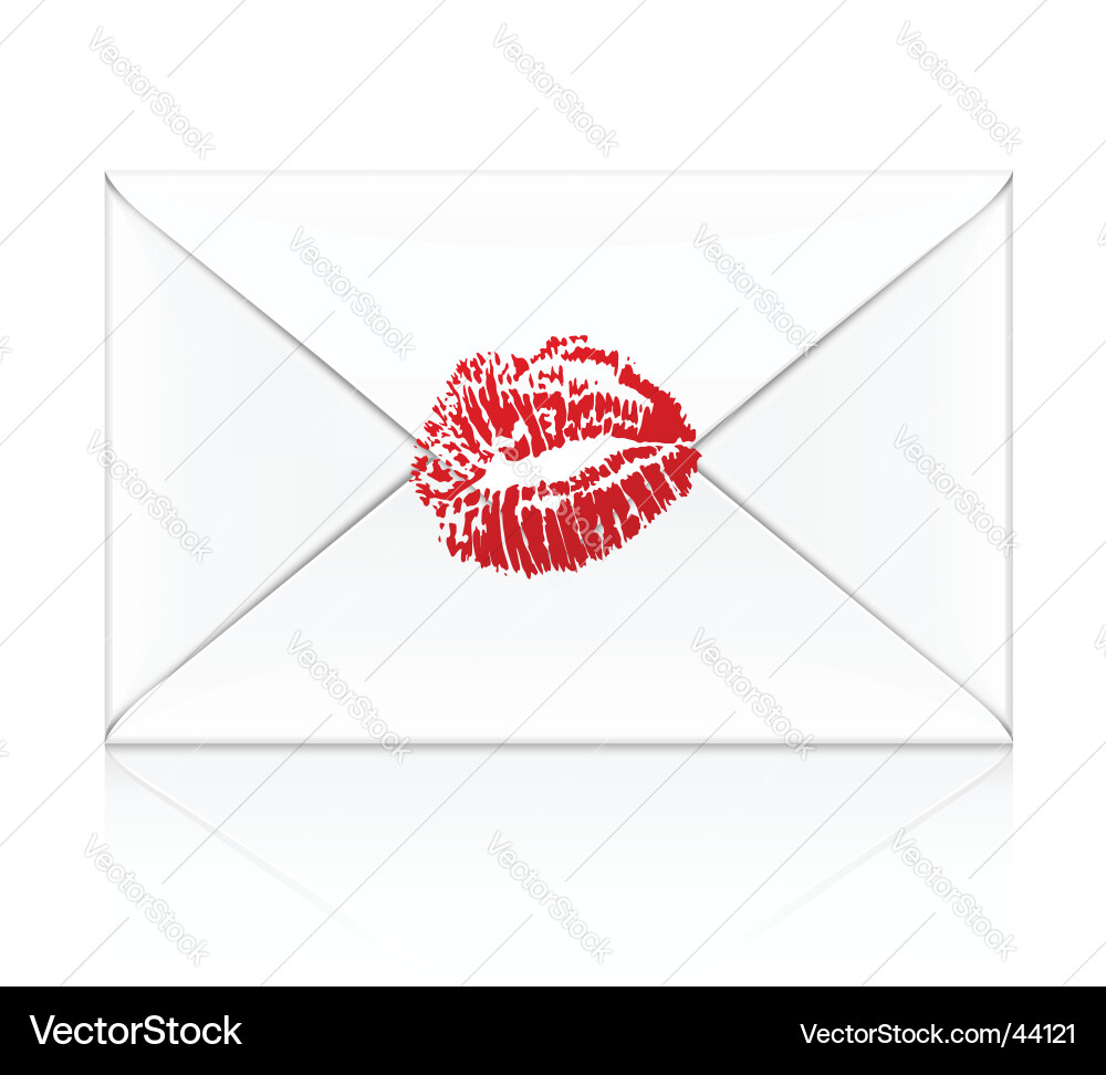 White envelope with kiss stamp Royalty Free Vector Image