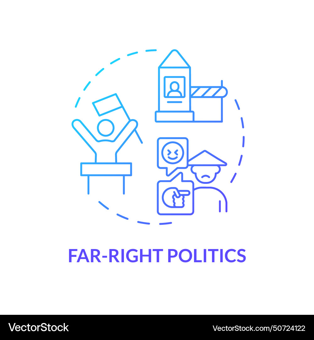 Far-right politics blue gradient concept icon Vector Image