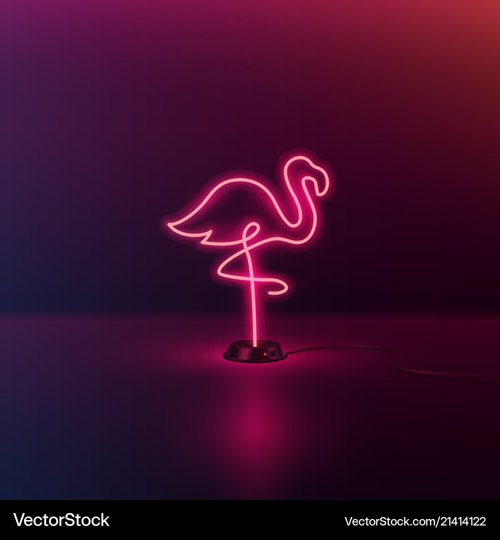 Glowing Pink Flamingo Neon Sign Royalty Free Vector Image
