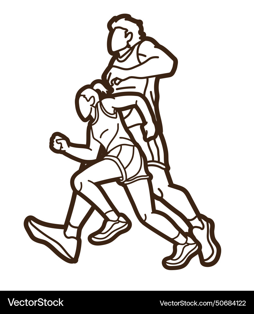 Group of people running together Royalty Free Vector Image