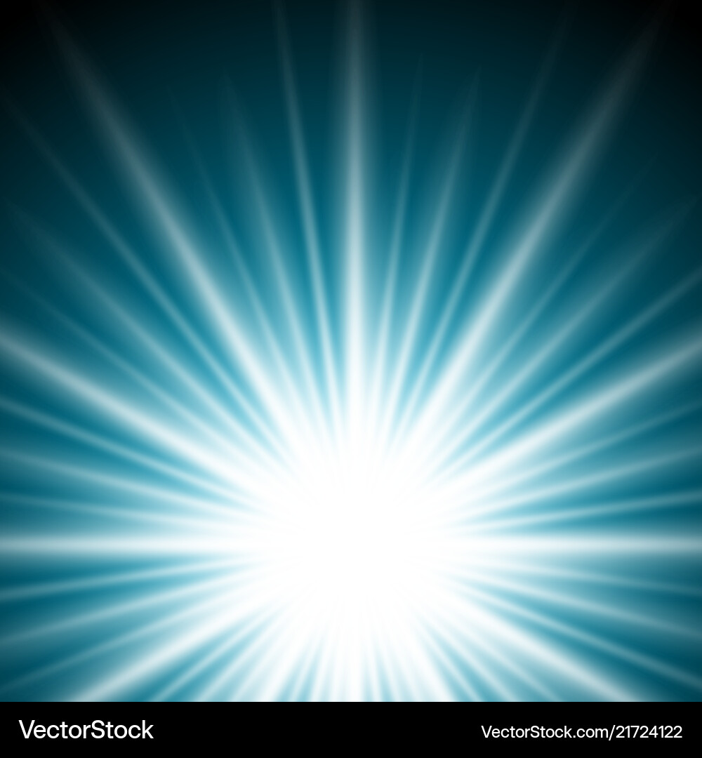 Lighting effect sunburst or sunbeams on dark blue Vector Image