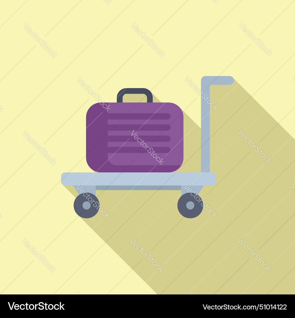 Luggage trolley with small bag icon flat Vector Image