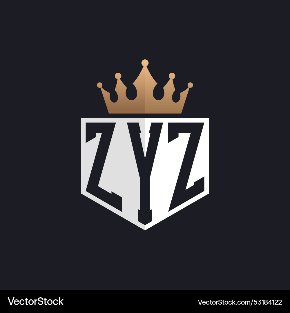 Luxury zyz logo with crown elegant initials Vector Image