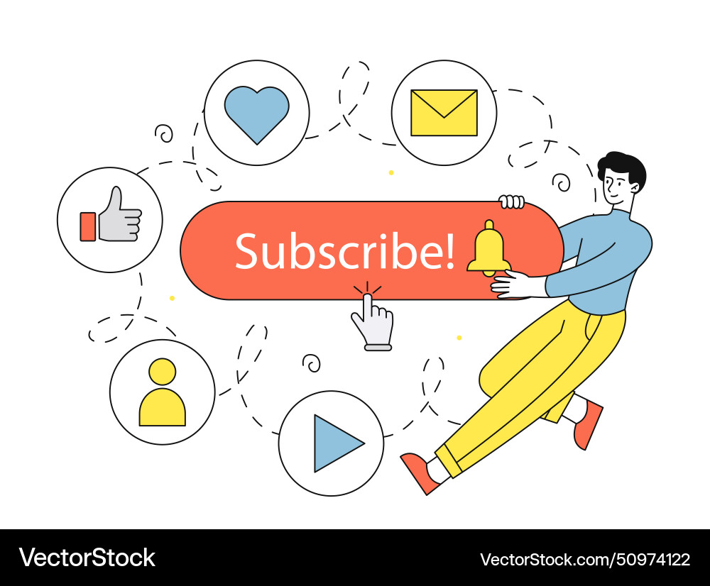 Man subscriber linear Royalty Free Vector Image