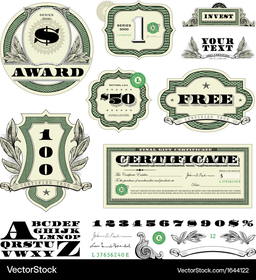 Money and numbers set Royalty Free Vector Image Money and numbers set Royalty Free Vector Image