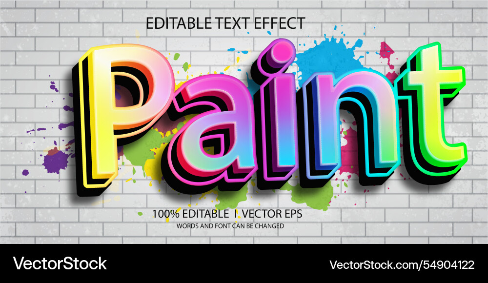 Paint text effect with modern style design Vector Image