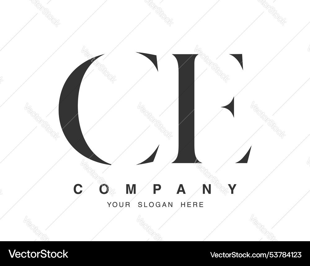 Ce logo design initial letter c und e serif schriftart