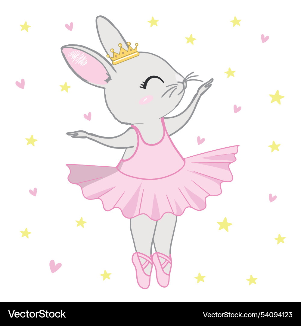 Cute cartoon ballet dancer bunny little rabbit Vector Image