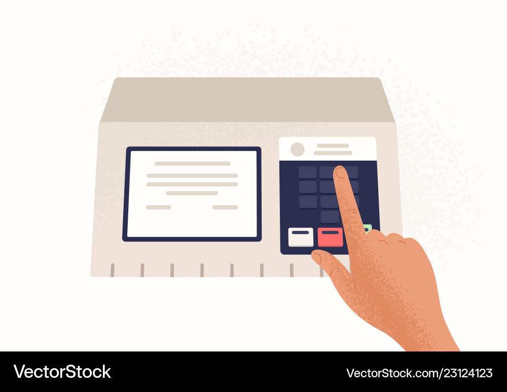 Finger pressing button on electronic voting Vector Image