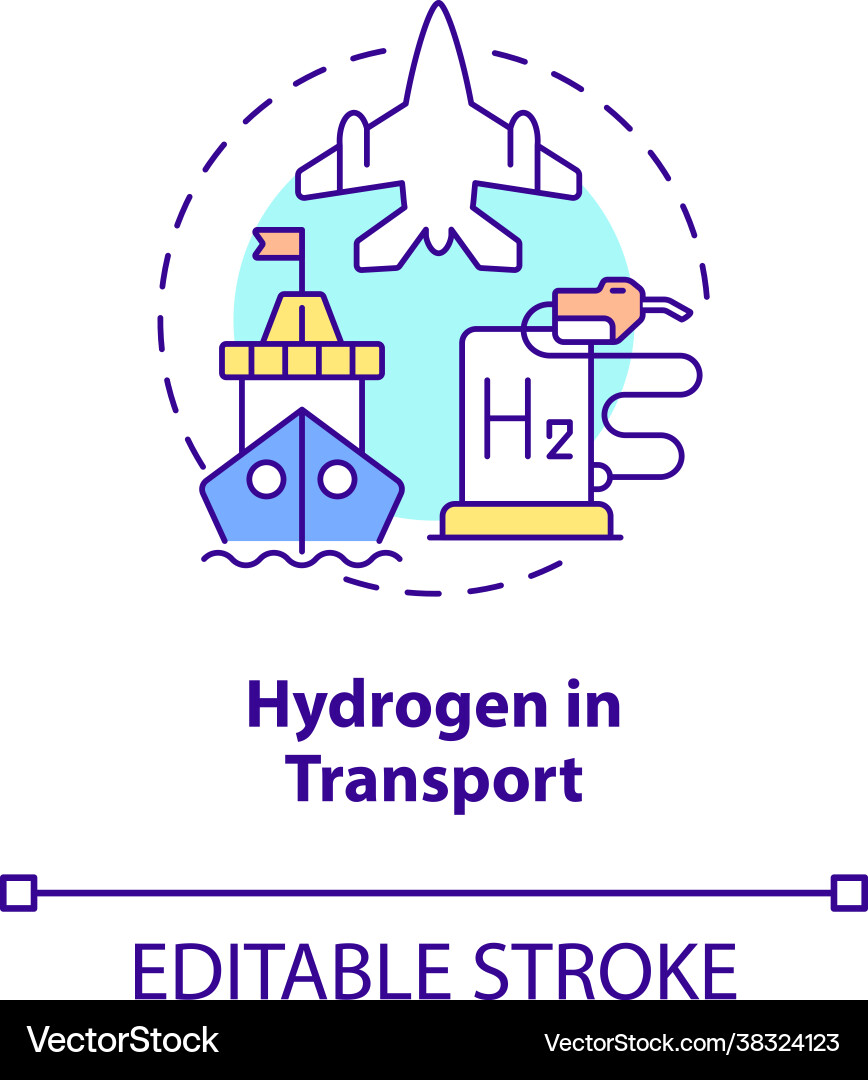 Hydrogen in transport concept icon Royalty Free Vector Image