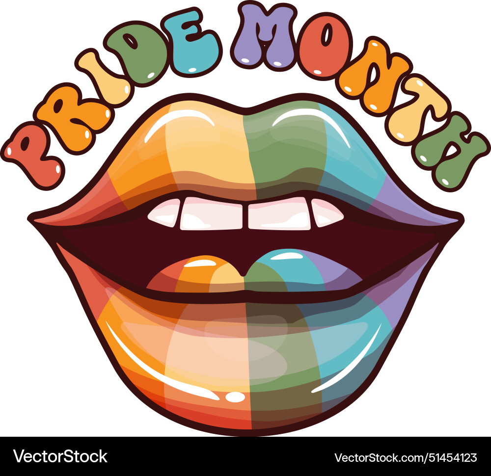 Lgbt pride lips colored in flag and open Vector Image