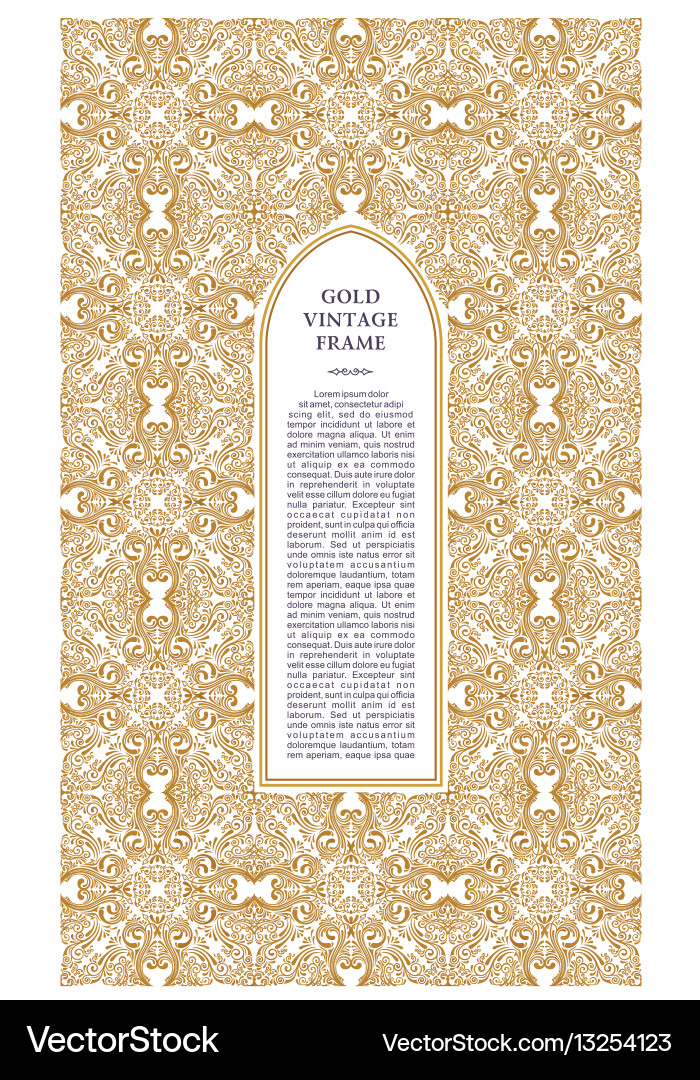 Oriental Gold Arch Frame Template Royalty Free Vector Image