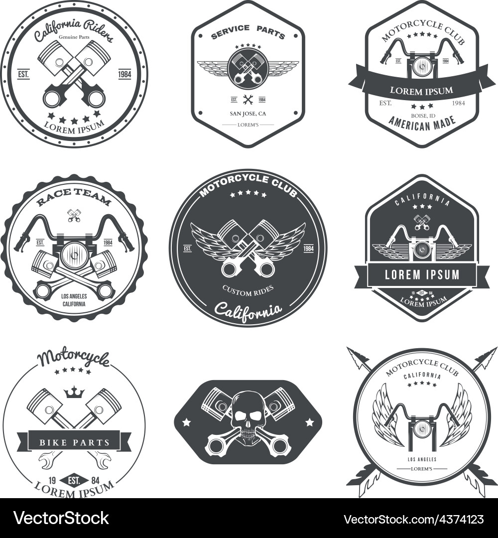 Race bikers garage repair service emblems Vector Image