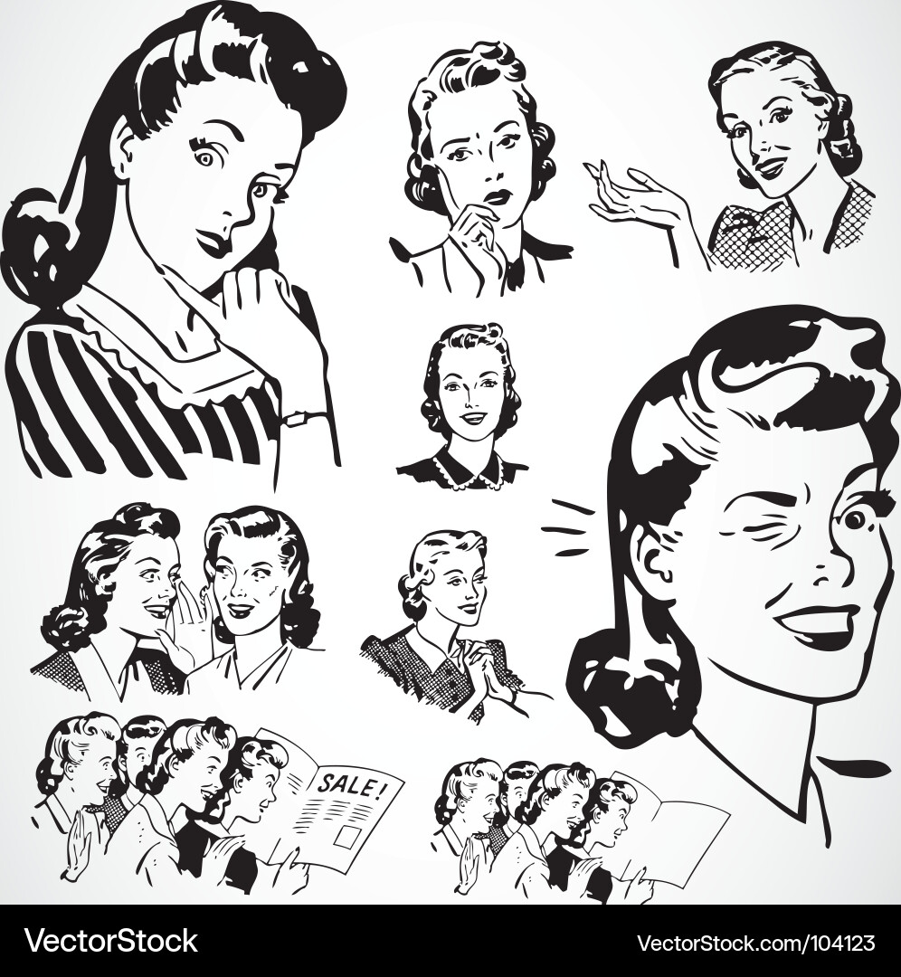 Retro People Portraits Royalty Free Vector Image