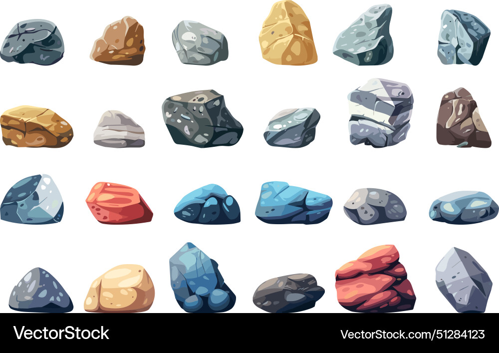 Rock and stones set different shape boulder Vector Image
