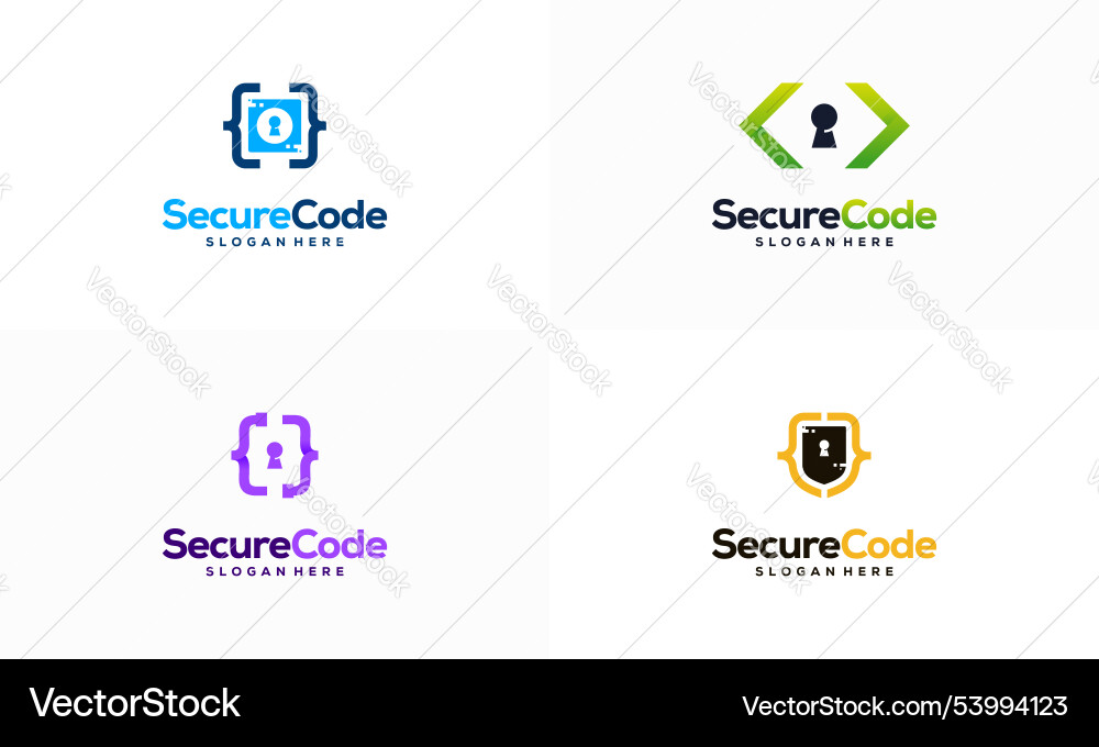 Set of secure code logo designs concept high Vector Image