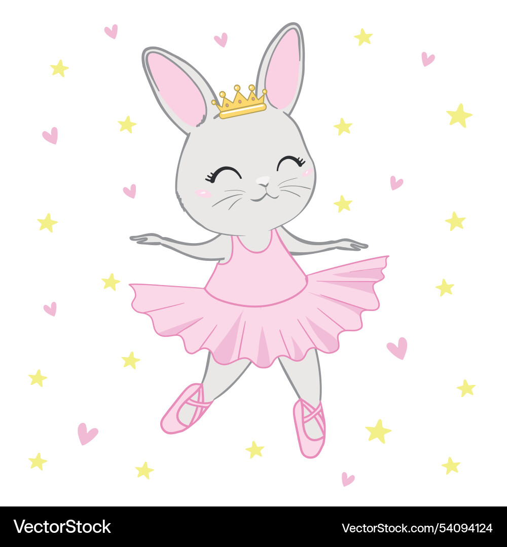 Cute cartoon ballet dancer bunny little rabbit Vector Image