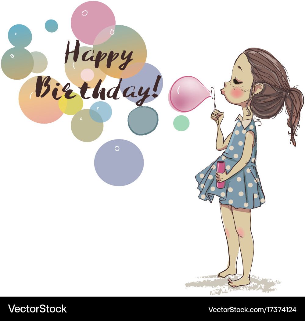 Cute girl with bubbles Royalty Free Vector Image