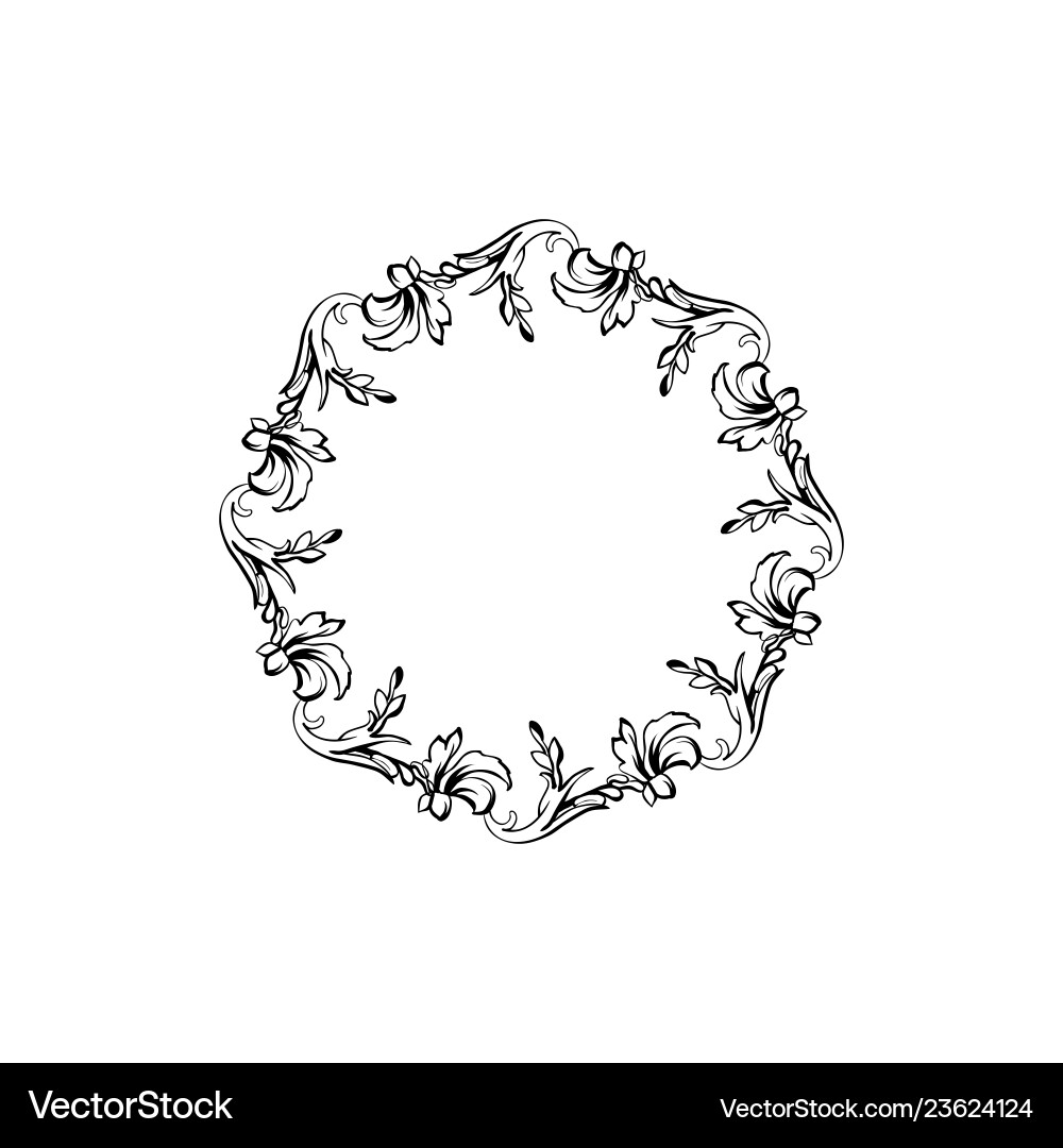 Floral vintage circle frame isolated Royalty Free Vector