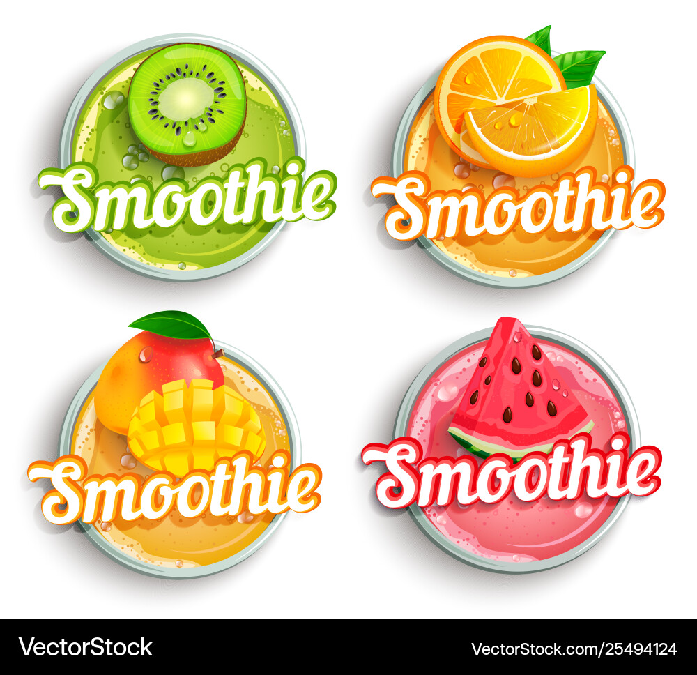 Fresh Fruit Smoothie Set Royalty Free Vector Image