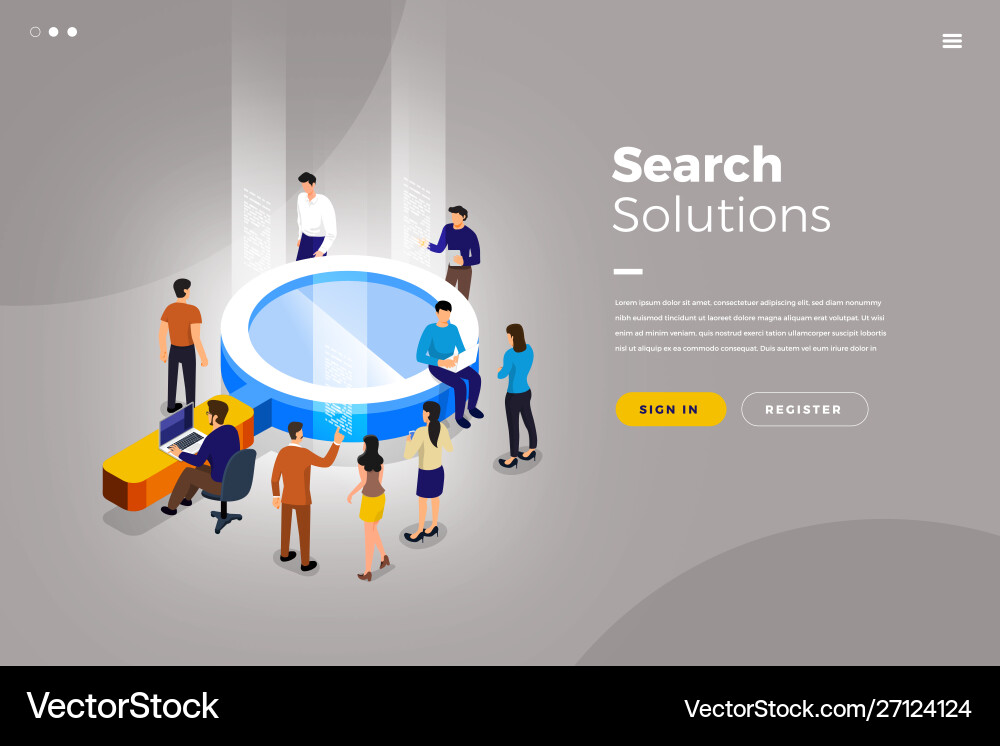 Isometric search solution Royalty Free Vector Image