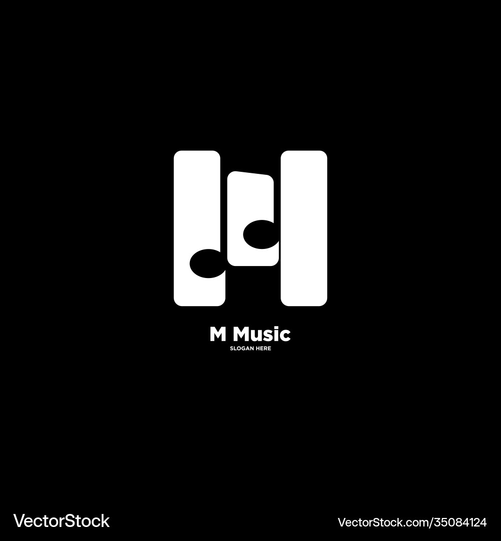 Letter m music logo design template Royalty Free Vector