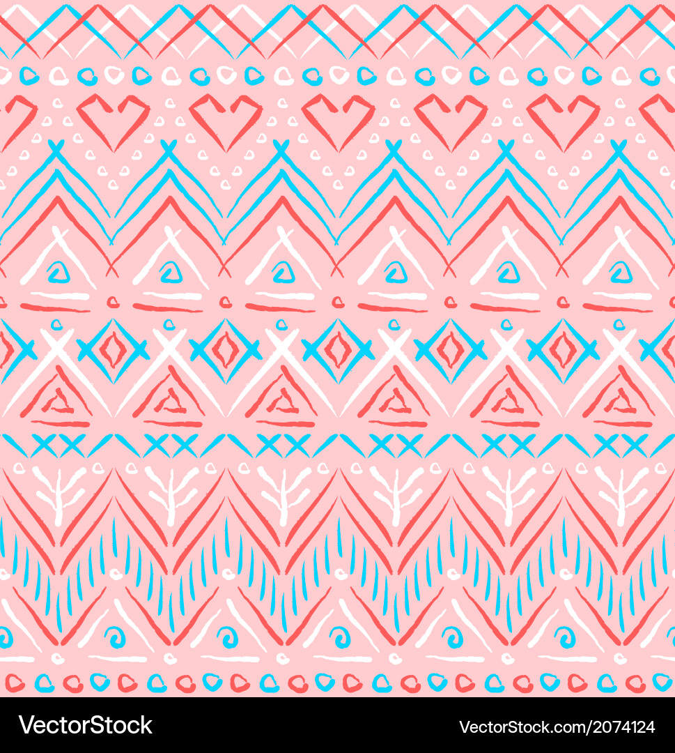 Pink tribal ethnic seamless pattern Royalty Free Vector