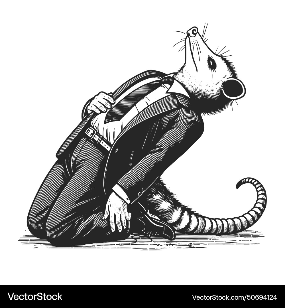 Possum businessman pretending dead Royalty Free Vector Image