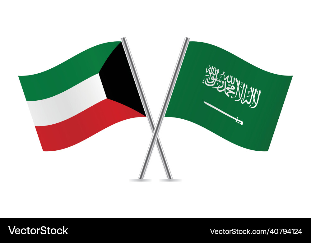Saudi arabia and kuwait flags Royalty Free Vector Image
